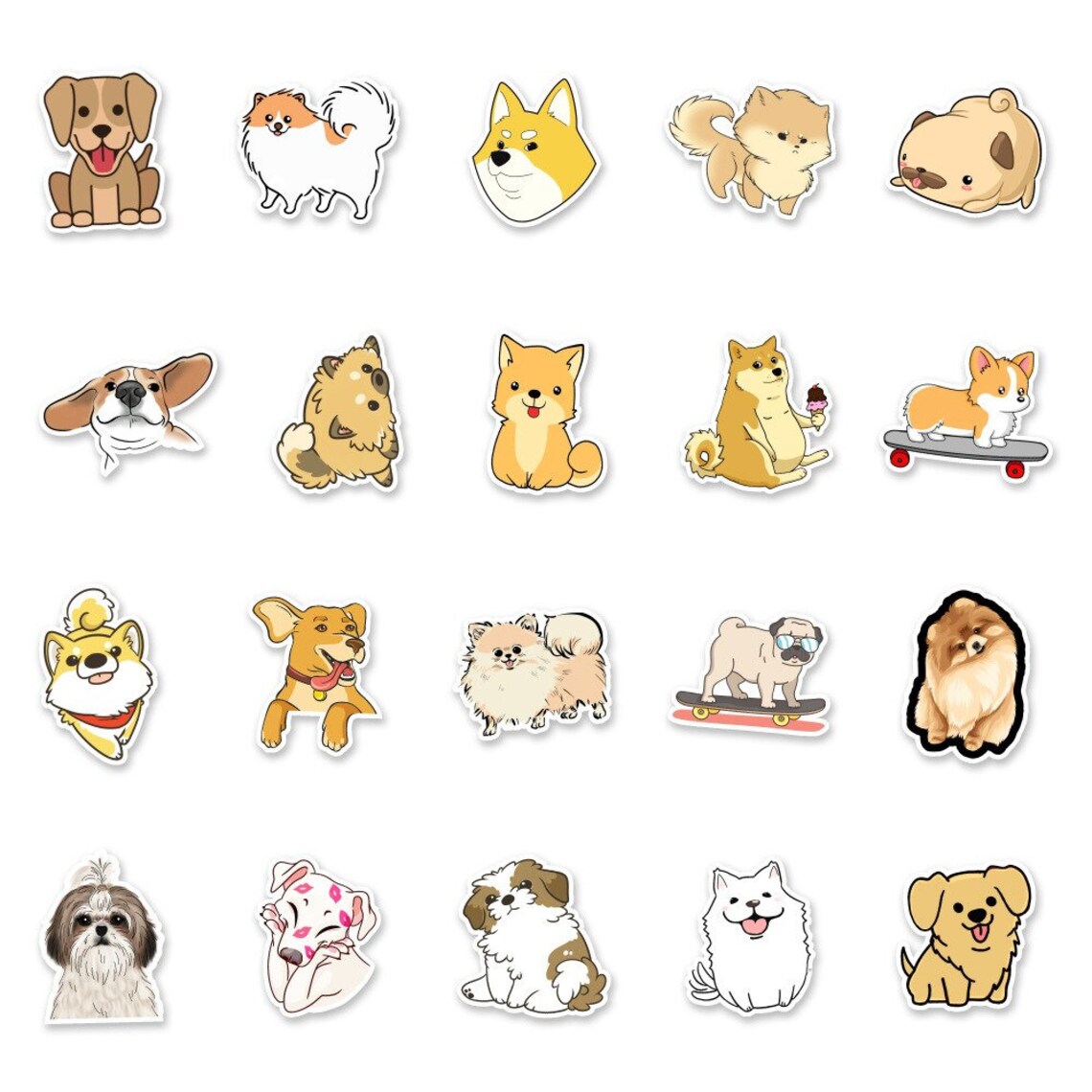 103050 Pcs Cute Dogs Sticker Pack Kawaii Cartoon Pet - Etsy