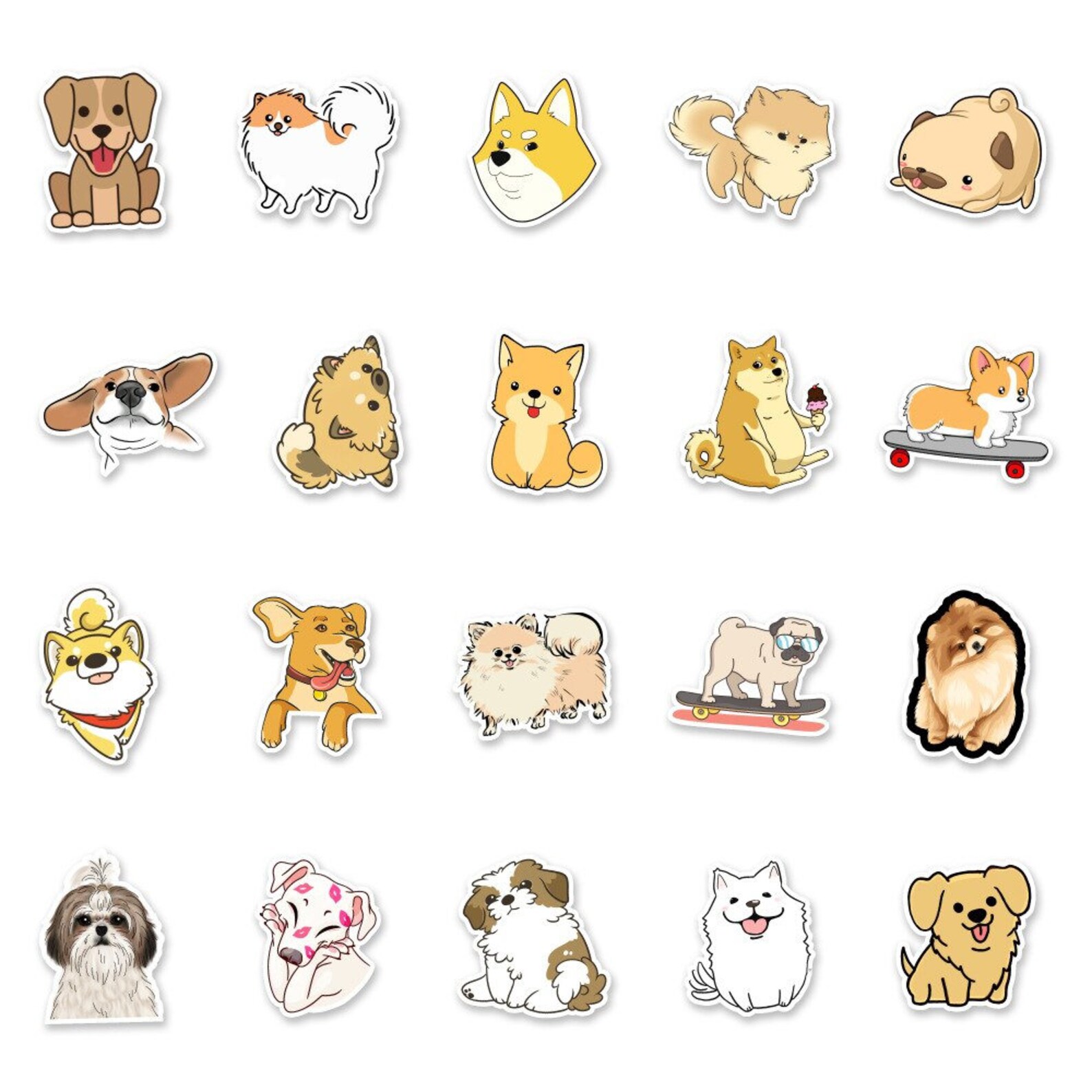 103050 Pcs Cute Dogs Sticker Pack Kawaii Cartoon Pet - Etsy