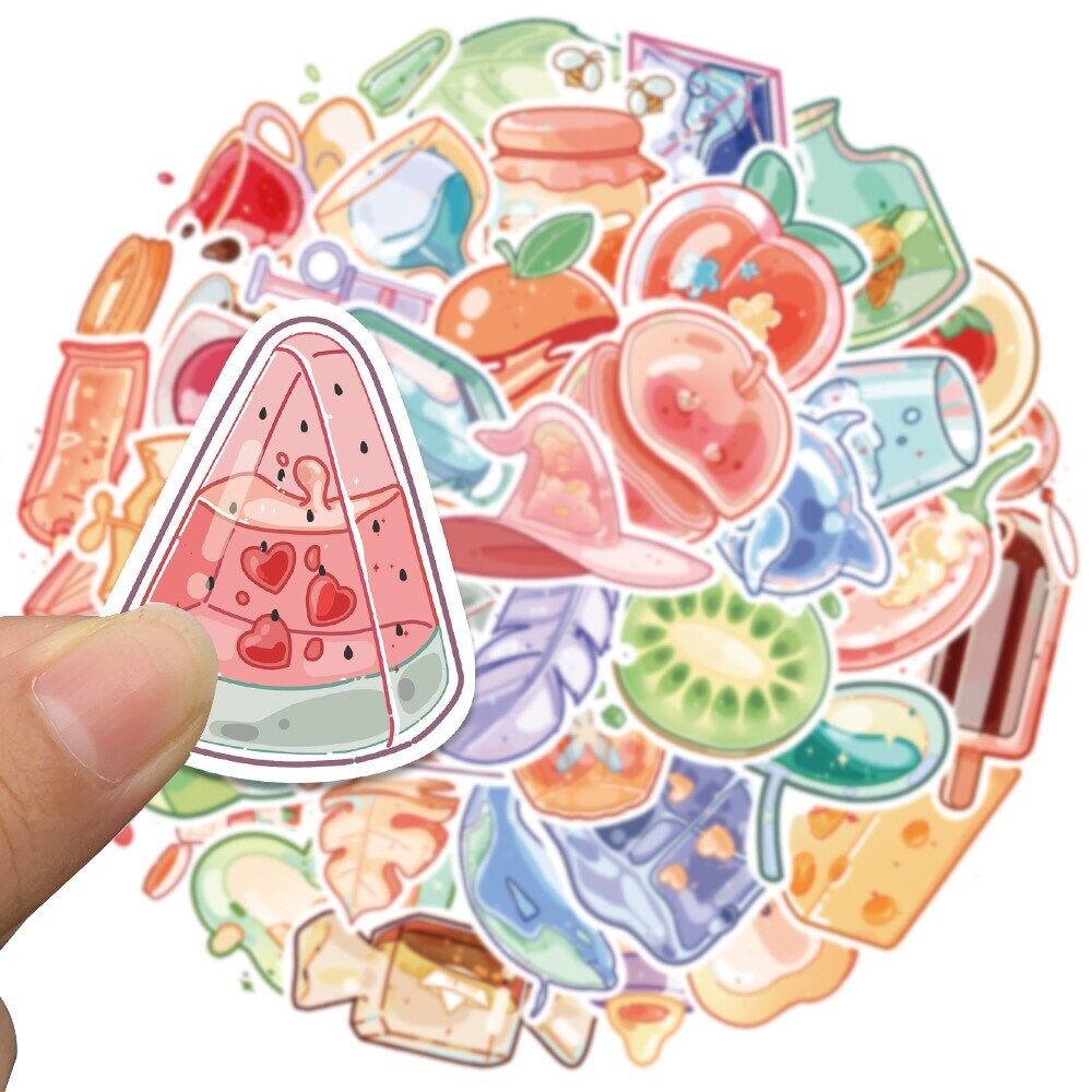 40 Cute Food Stickers Pack Fruit & Drink Stickers for Laptop - Etsy