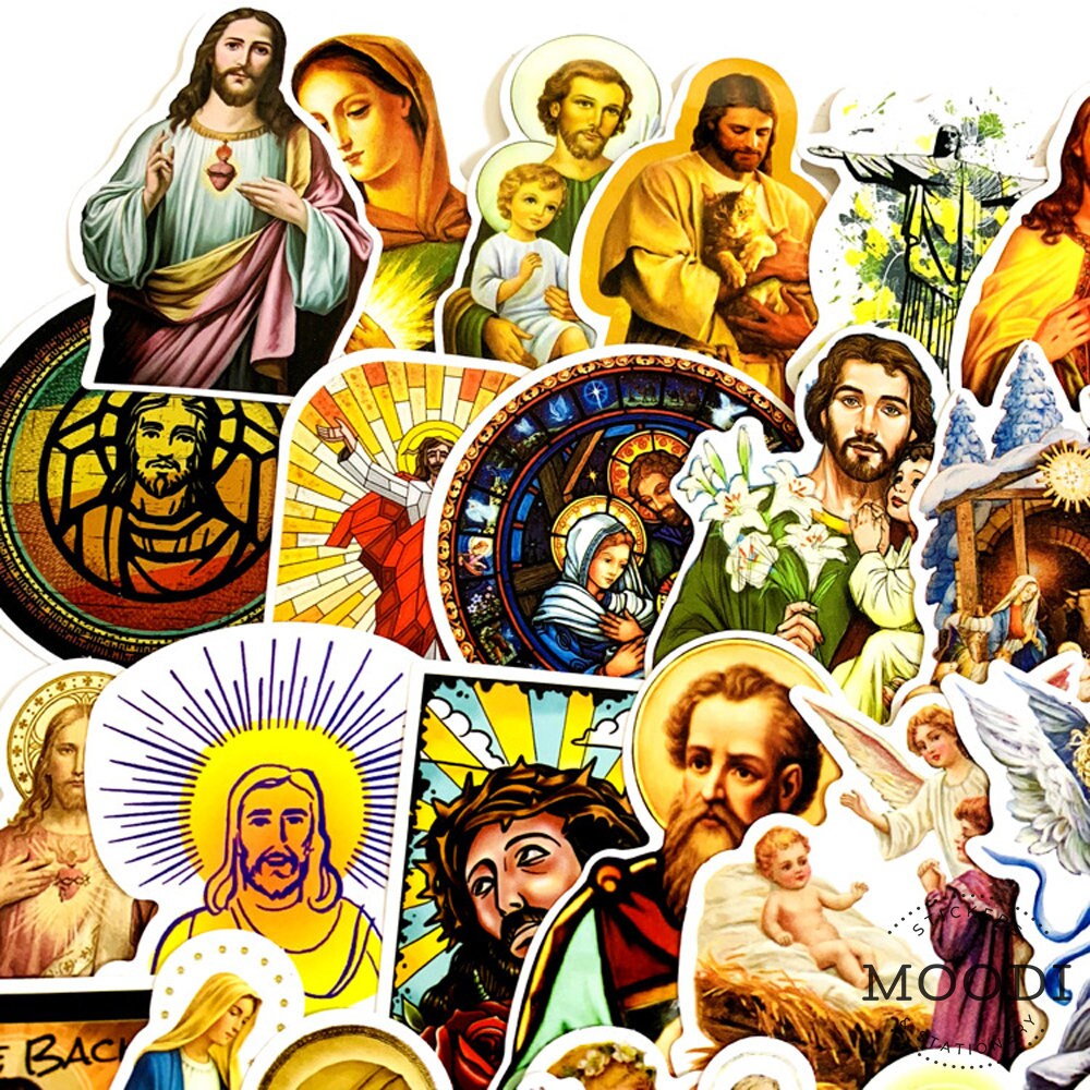 10,30,50,68pcs Jesus Stickers Pack, Christian Gift, God Christ Bible ...