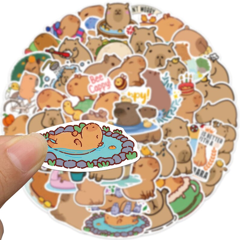 Kawaii Capybara Stickers Pack 103050 Pcs Cute Animal Vinyl - Etsy