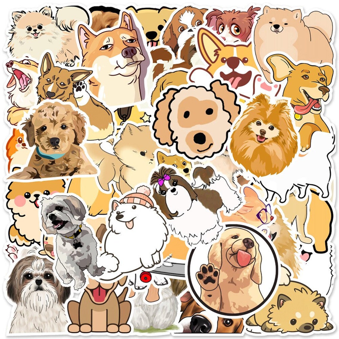 103050 Pcs Cute Dogs Sticker Pack Kawaii Cartoon Pet - Etsy