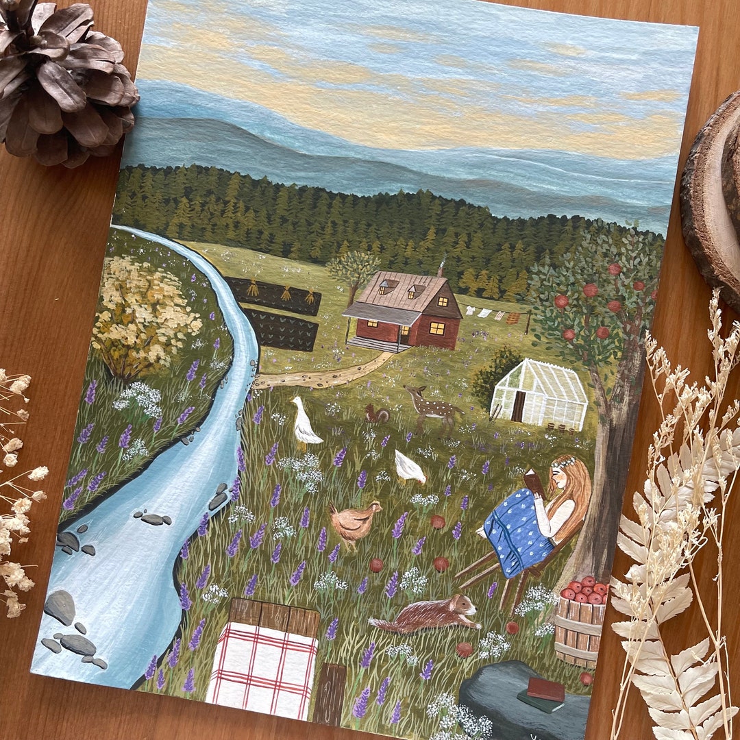 Original Art: Cottage Life her Slow Cottagecore Day With Nature, Books ...