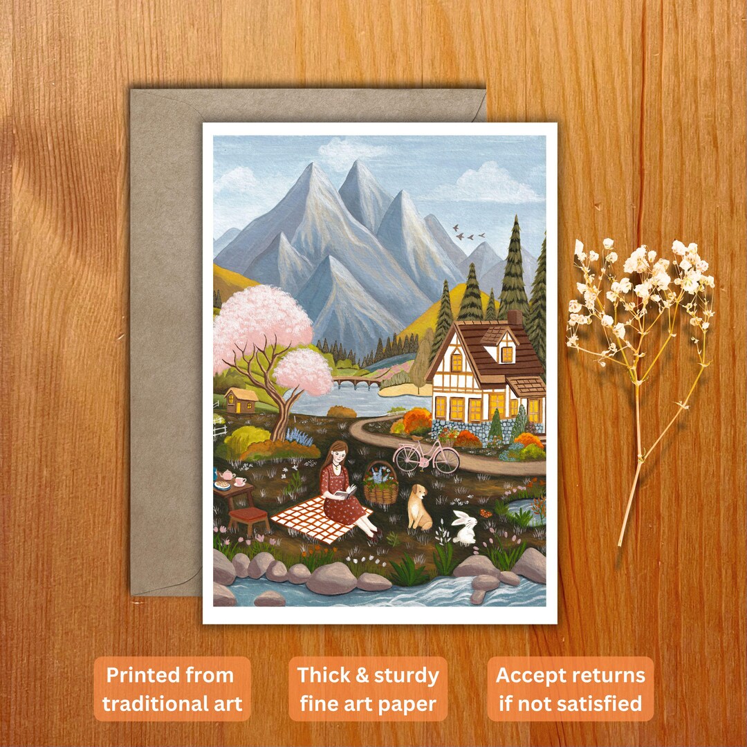 Postcard, A6 Art Print Her Cottagecore Life, Cottage Living ...