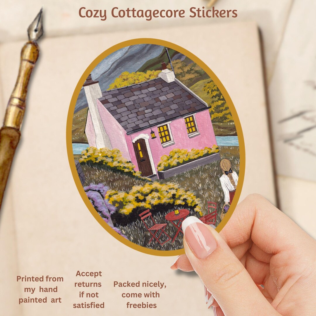 Sticker Cottagecore Living, Lovely Cottage Sticker, Spring Season ...