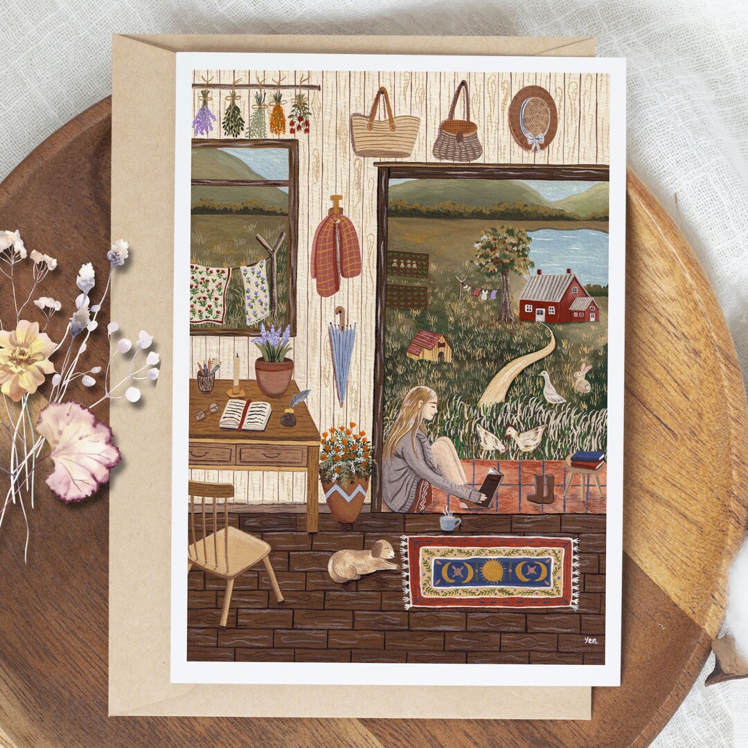 Postcard, A6 Art Print Her Cottagecore Life, Cottage Living ...