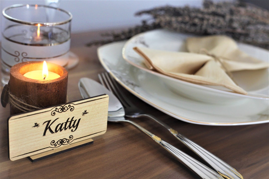 Personalized Place Names, Wedding Place Setting, Place Card Wood, Wood ...