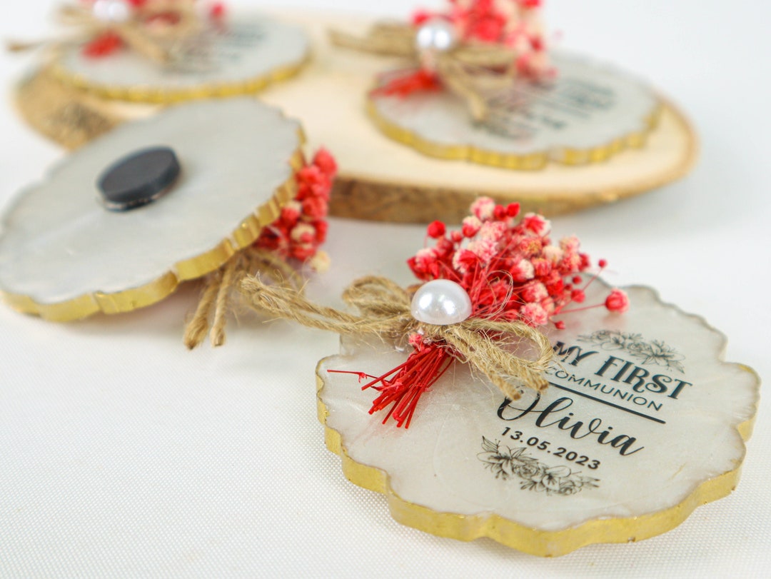 Epoxy Resin Magnet Baptism Favors, First Communion Favors for Guests ...