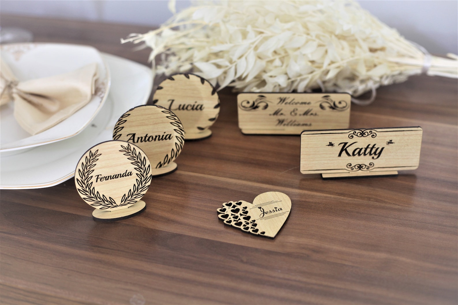 Personalized Wooden Place Names, Wedding Place Setting, Place Wood ...