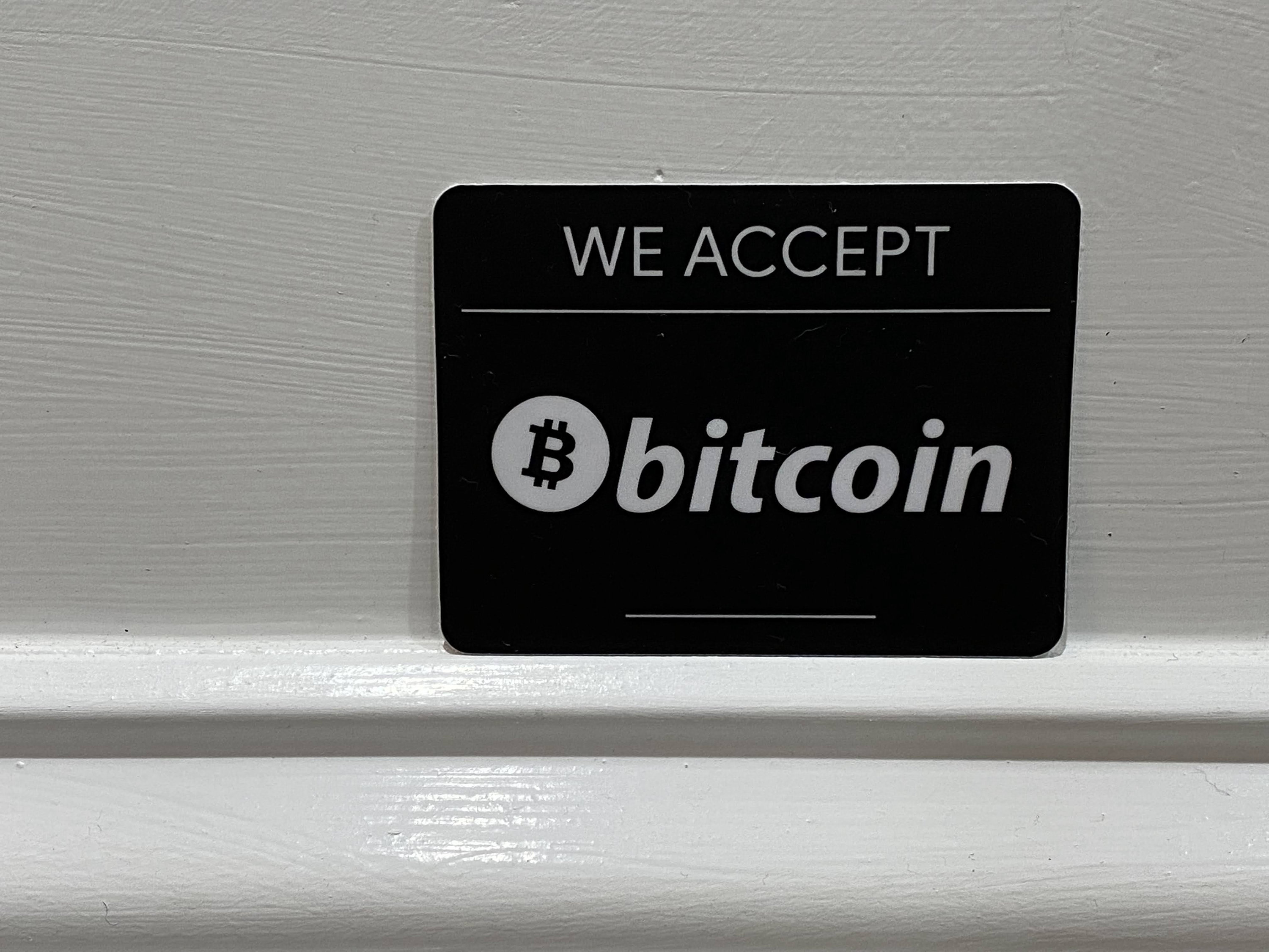 Bitcoin (BTC) Vinyl Sticker - We Accept Bitcoin, Business Crypto Sign ...