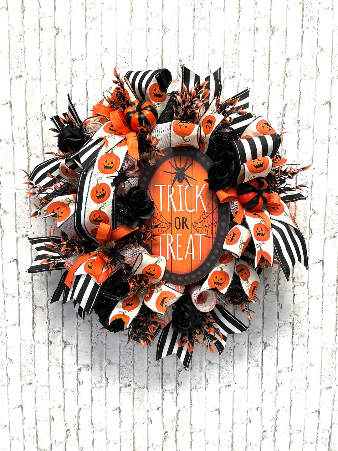 Halloween Wreath, Traditional Halloween Wreath, Halloween Decor, Trick ...