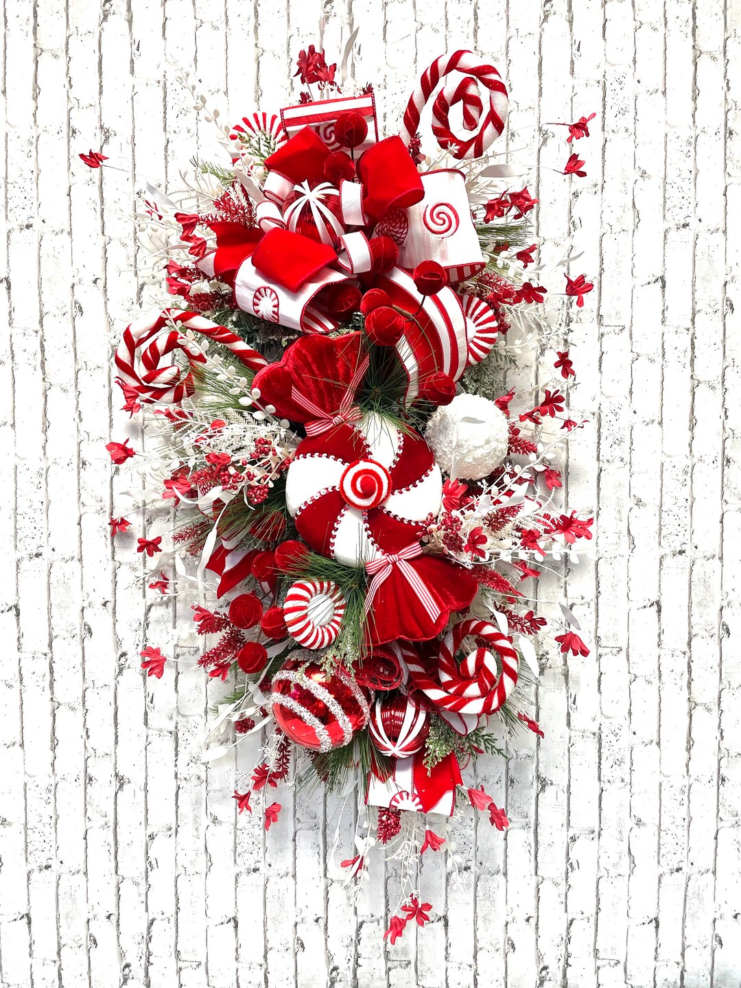 Christmas Swag, Peppermint Swag, Whimsical Peppermint Swag, Candy ...