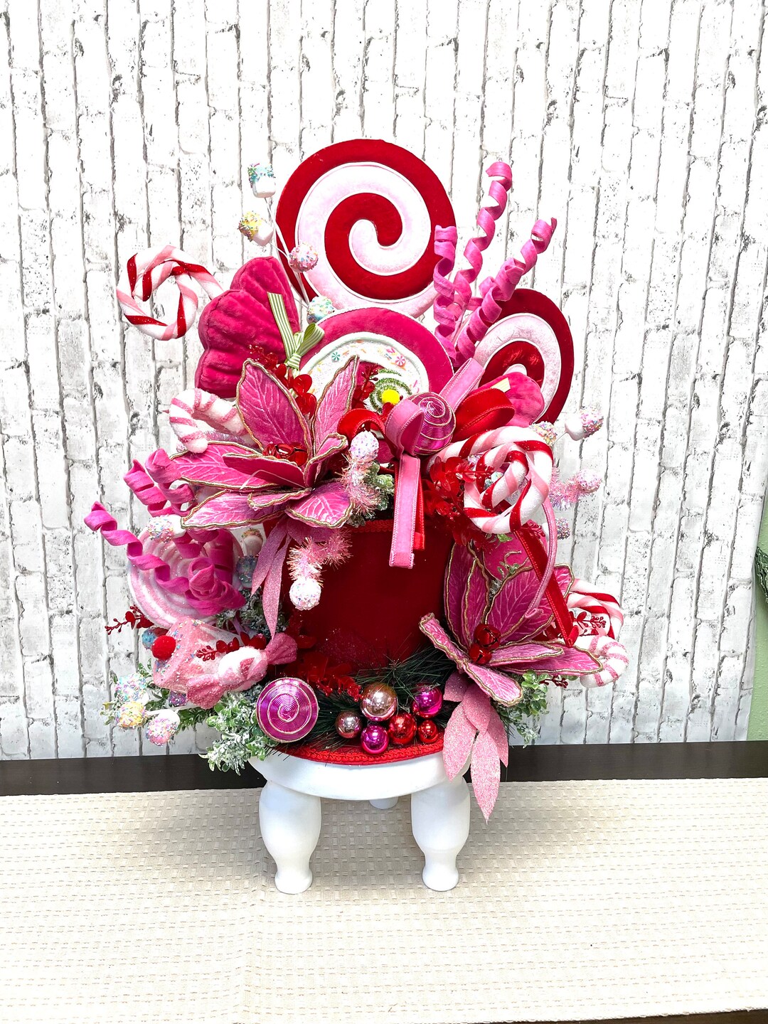 Christmas Tree Topper, Trendy Tree Topper, Pink Red Tree Topper ...