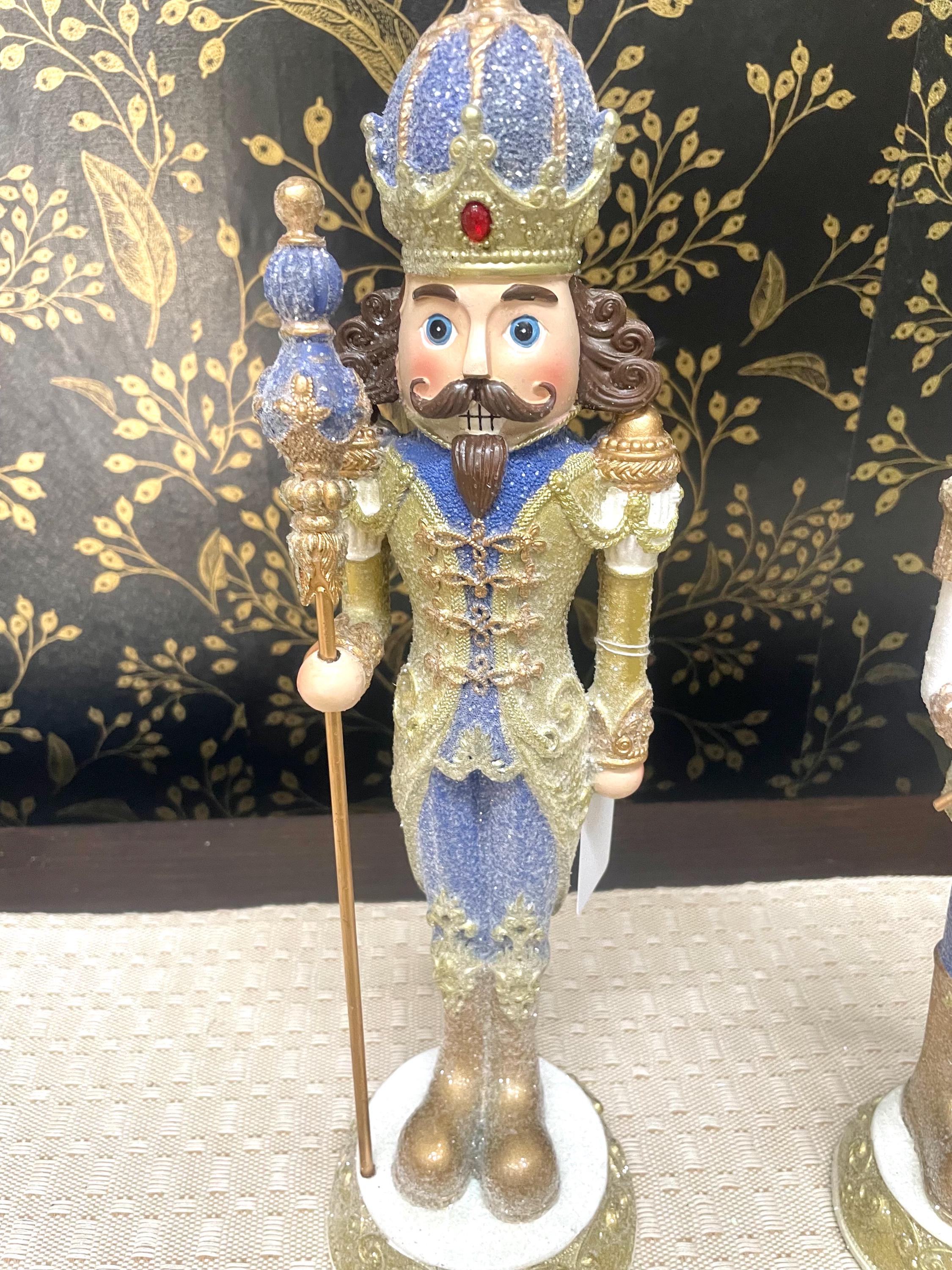 Regal Blue, White, and Gold Nutcracker Set, Christmas Decor (14 Inches ...