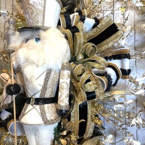 Double Door Elegant Glam Cream, Gold and Black Nutcracker Swags ...
