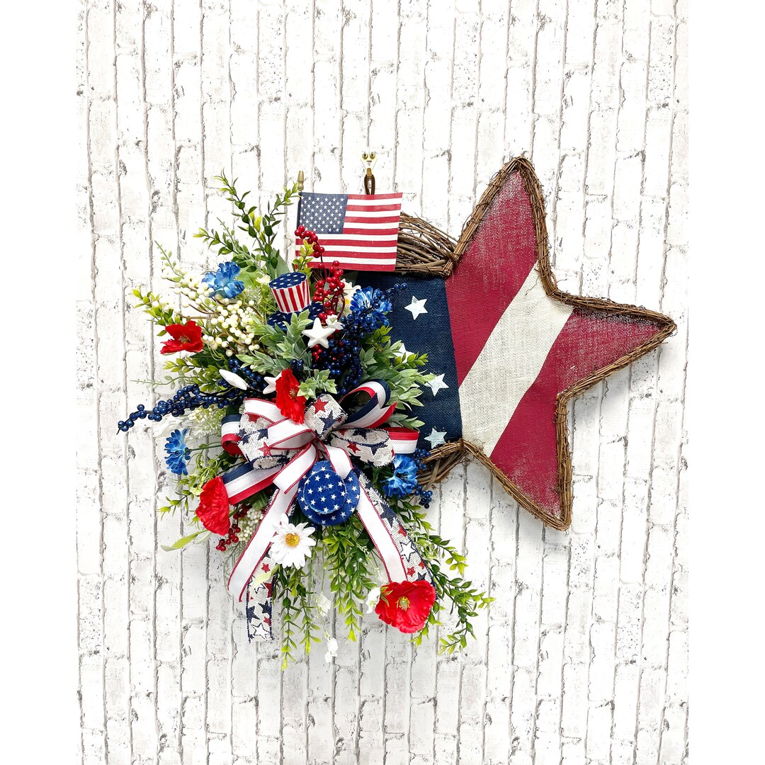 Patriotic Wreath, Patriotic Decor, Rustic Patriotic Wreath, Rustic ...