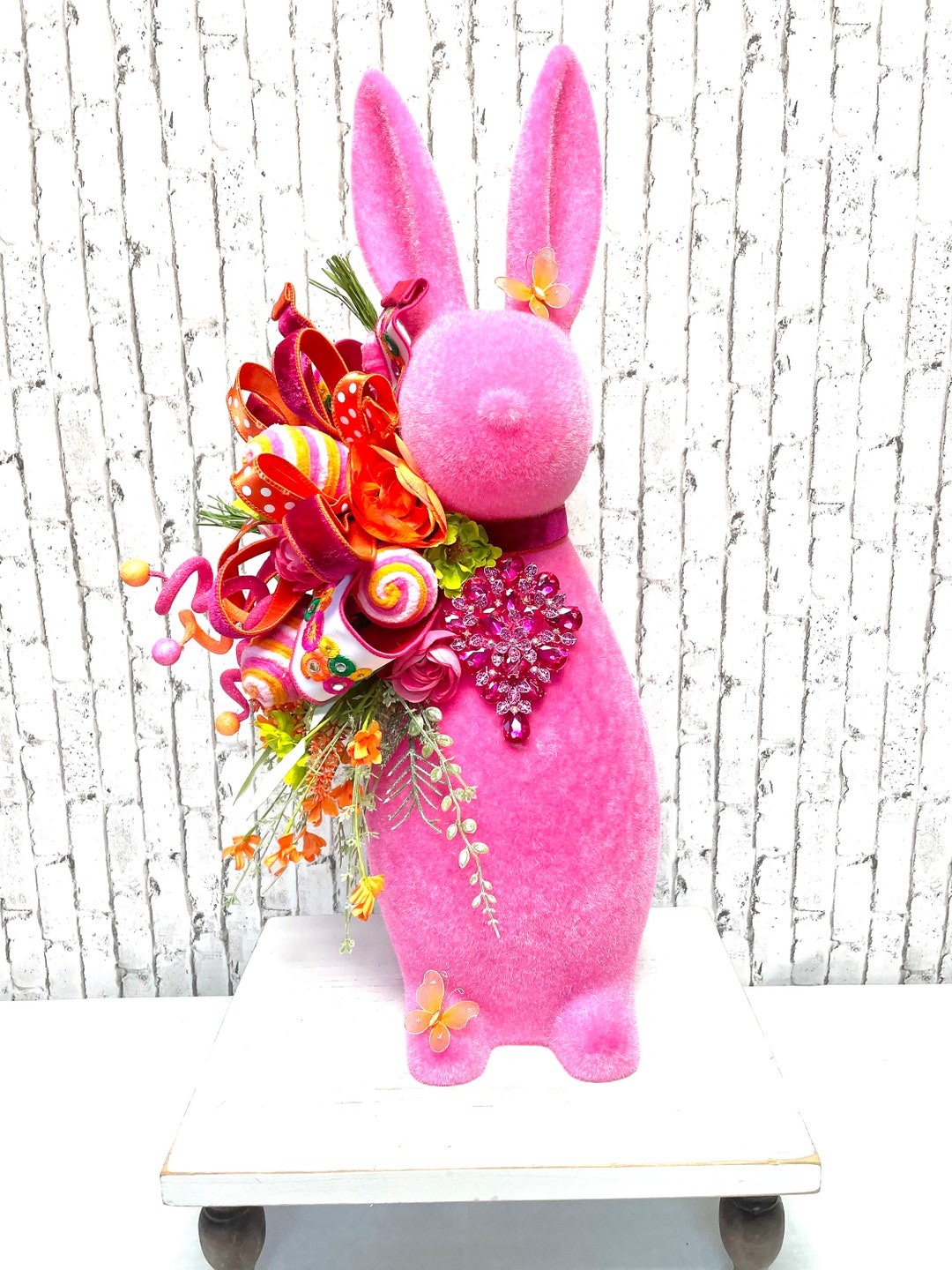 X-large Hot Pink Flocked Bunny, Flocked Bunny, Hot Pink Bunny, Easter ...