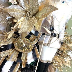 Double Door Elegant Glam Cream, Gold and Black Nutcracker Swags ...