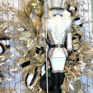 Double Door Elegant Glam Cream, Gold and Black Nutcracker Swags ...