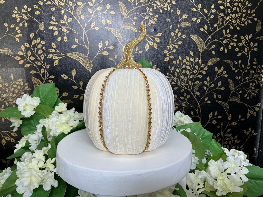 Mark Robert’s Ivory Jeweled Pumpkin, Tall Pumpkin - Etsy