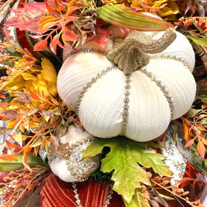 Glam Fall Swag, Designer Pumpkin and Jewels Fall Swag, Glam Fall Wall ...
