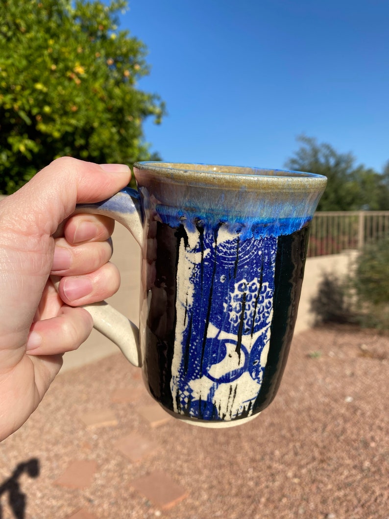 Sgraffito Mug With Underglaze Transfers - Etsy
