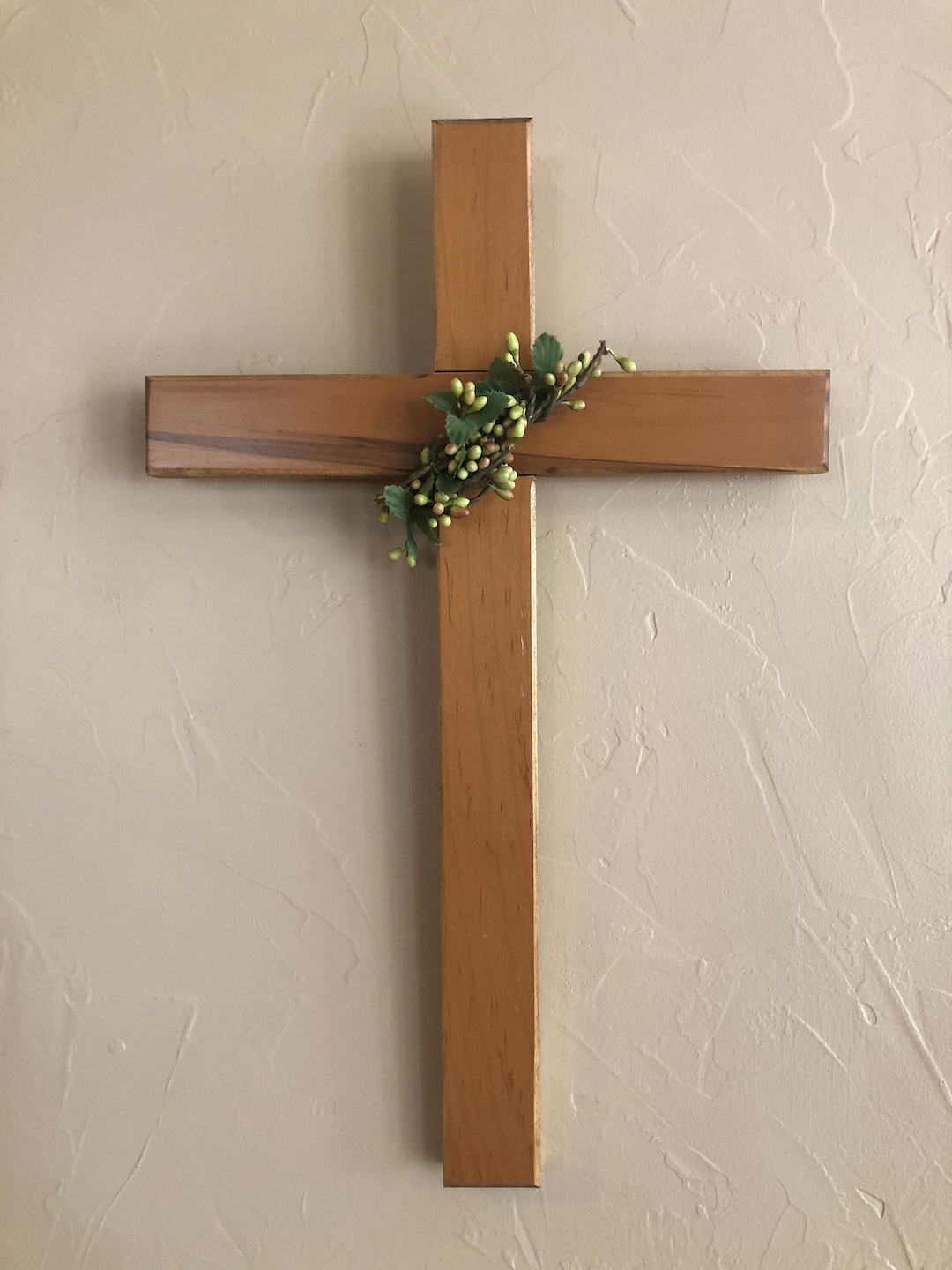 Solid Stained Cherry Wood Cross With Berry Sash - Etsy