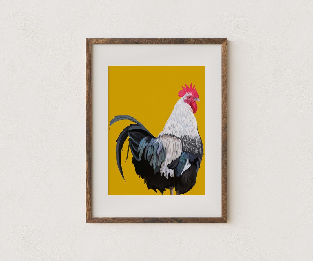 SALE Cockerel Print Large A4 or A3 Poster Mustard Wall Art - Etsy