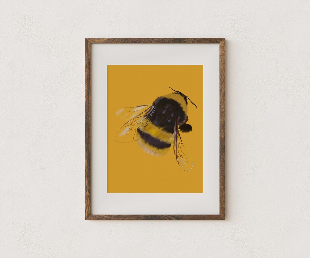 SALE Bee Print Large A4 or A3 Poster Mustard Wall Art - Etsy UK