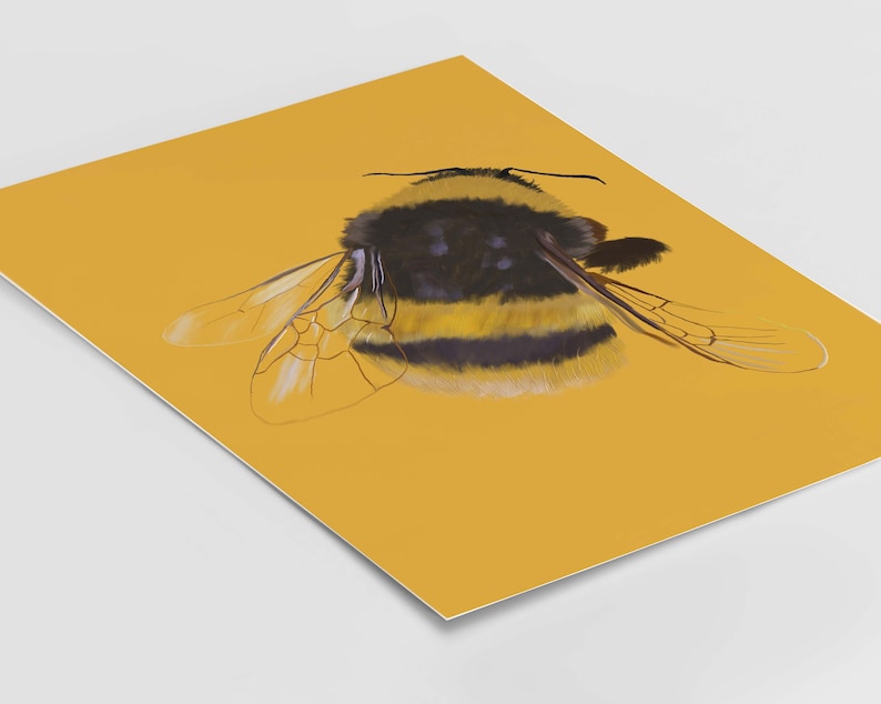 SALE Bee Print Large A4 or A3 Poster Mustard Wall Art - Etsy UK