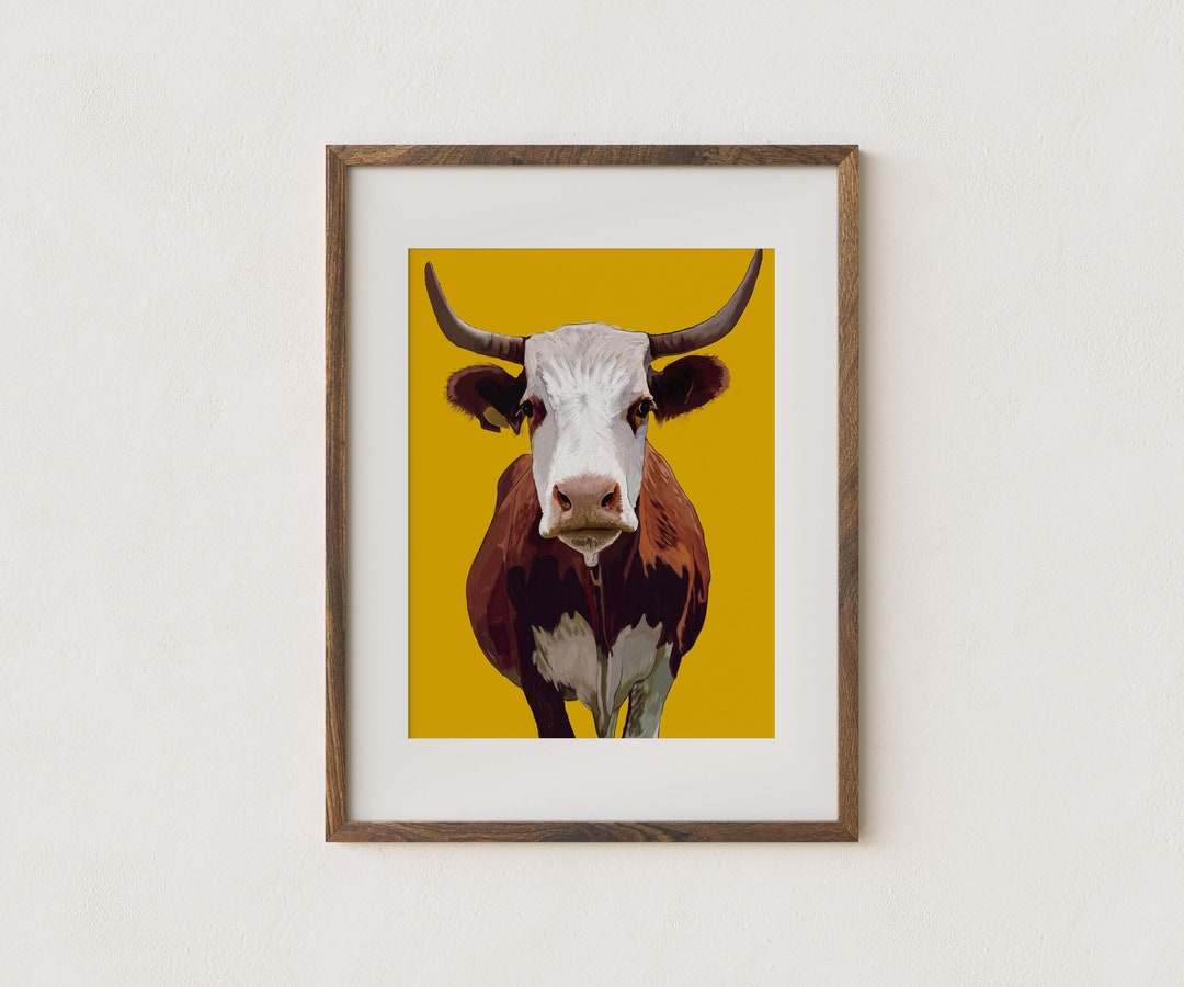 Cow Print Large A4 or A3 Poster Mustard Yellow Wall Art - Etsy