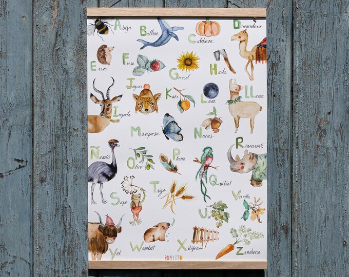 ABC Alphabet Poster (spanish) | Nature Motifs | Watercolor Poster | A2 ...
