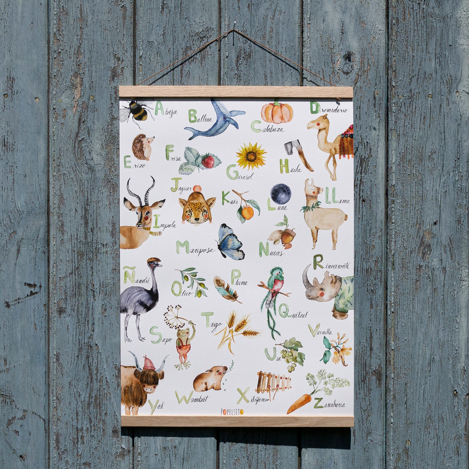 ABC Alphabet Poster spanish Nature Motifs Watercolor - Etsy