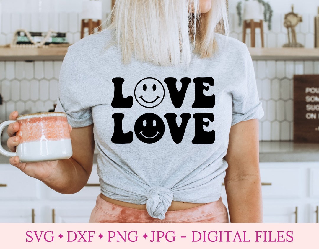 Retro Love Smiley Face, Svg File for Cricut, Groovy Love Svg, Valentine ...
