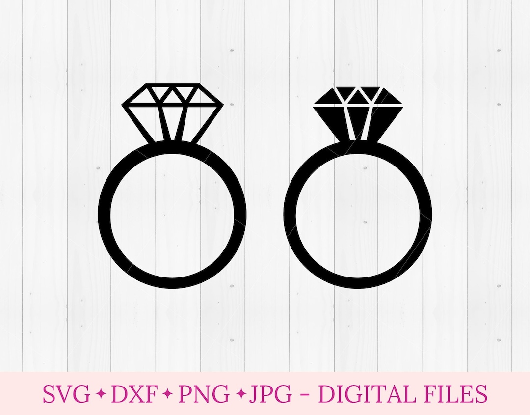 Diamond Rings Svg, Engagement Ring Svg, Wedding Clipart, Instant ...