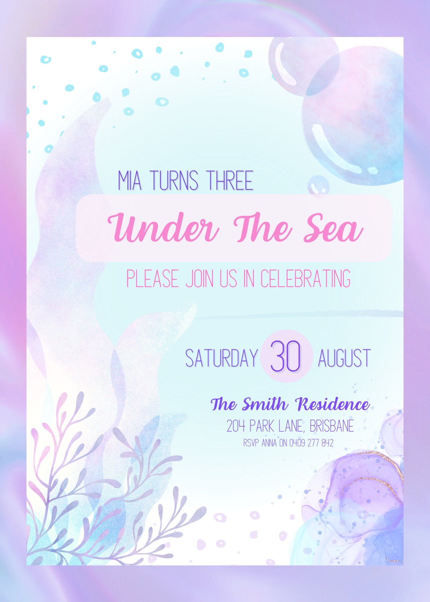 Three Under the Sea Birthday Invitation - Etsy