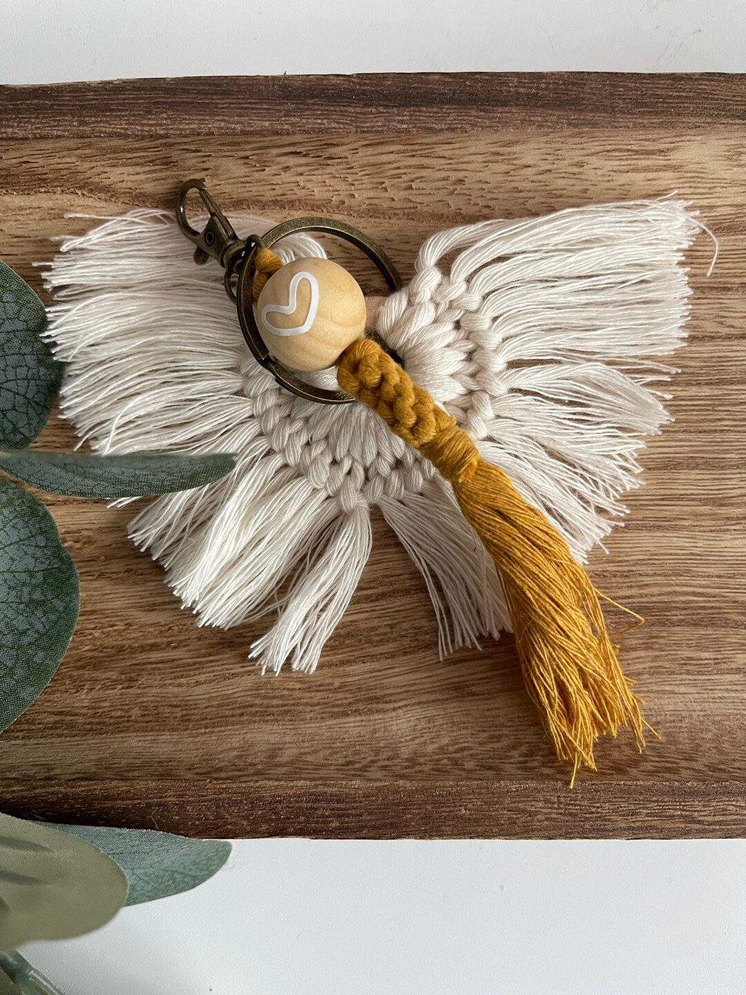 Macrame Guardian Angel Keychain ~ Macrame Keychain ~ Angel Wings ...