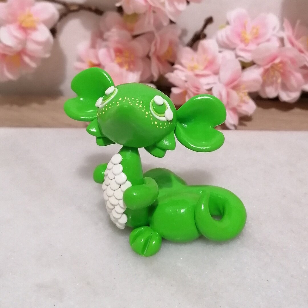 Mini Dragon Green Cute Clay Sculpture Cute Dragon Gift Kawaii Dragon ...