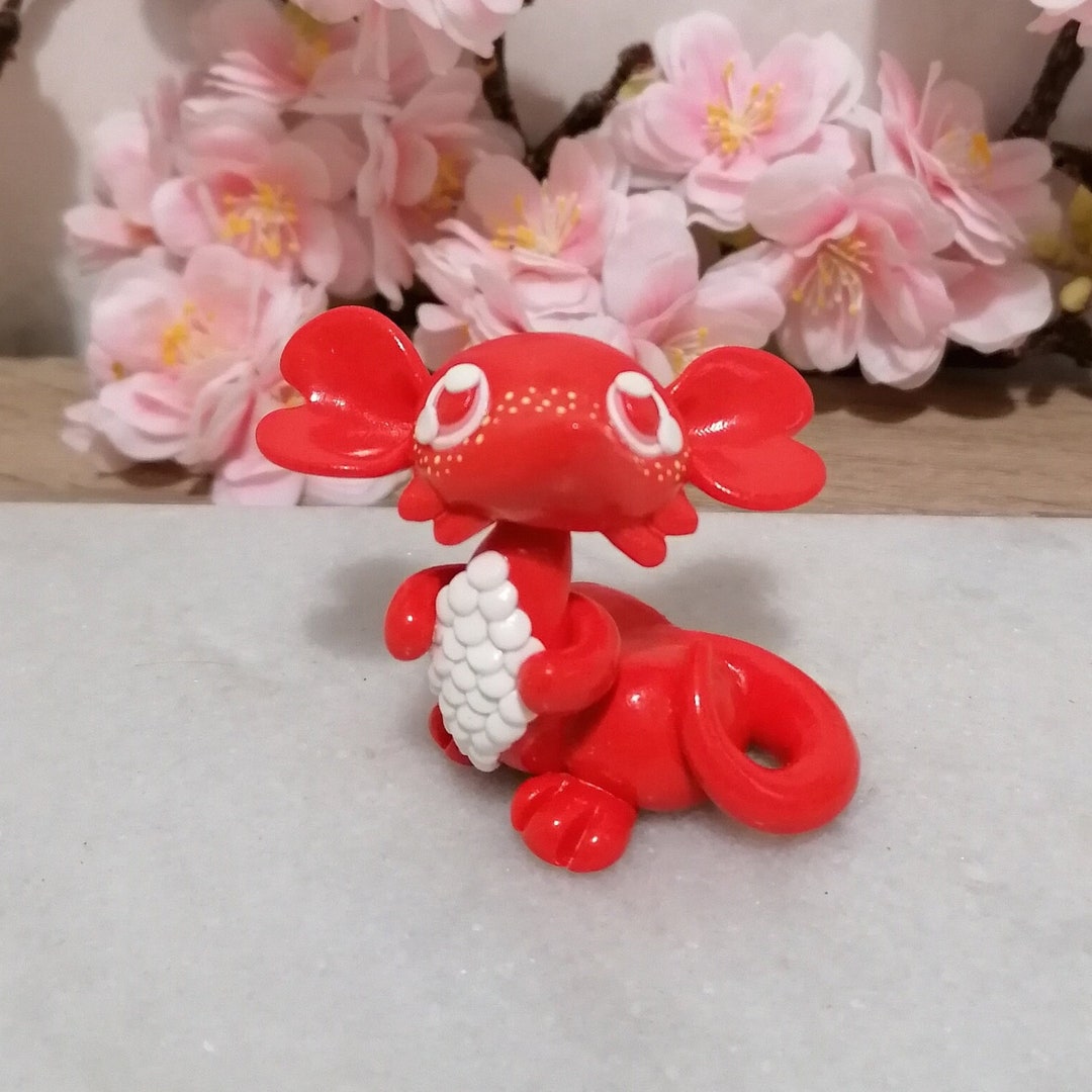 Mini Dragon Red Cute Clay Sculpture Cute Dragon Gift Kawaii Dragon ...