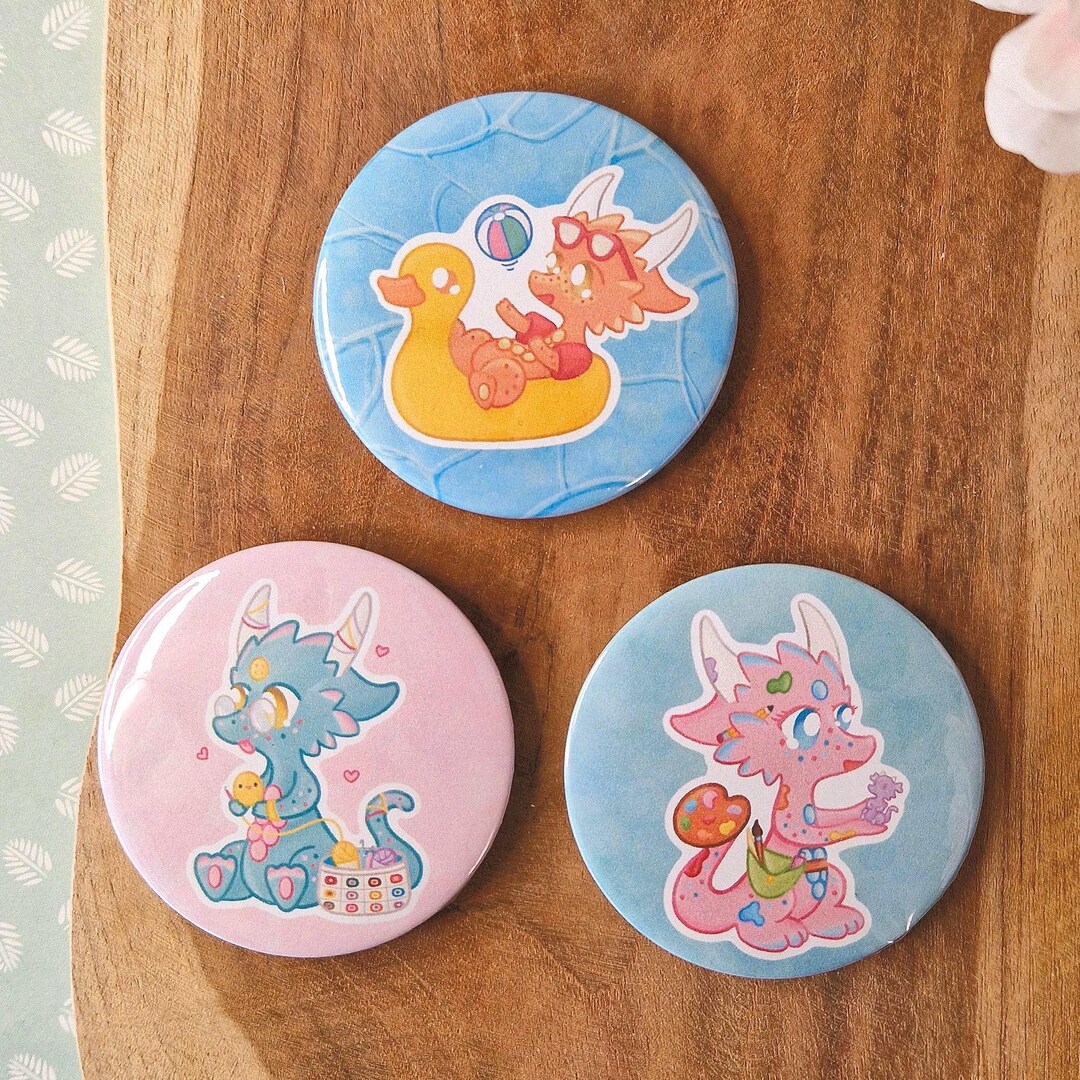 Button Cute Dragon Artist Crochet Summer Button Cute Button Kawaii ...