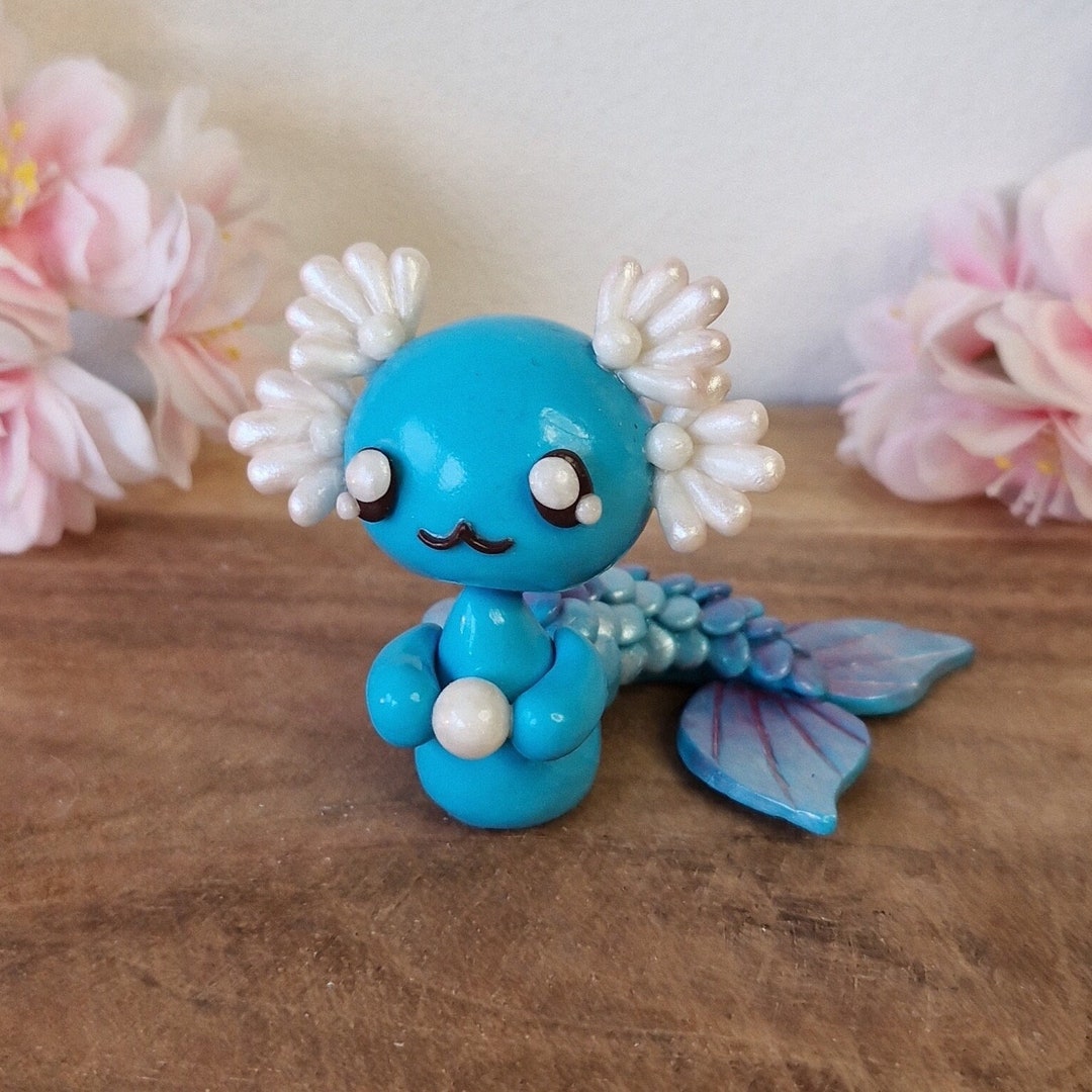 Mermaid Axolotl Sea Clay Sculpture Cute Axolotl Sea Kawaii Axolotl ...