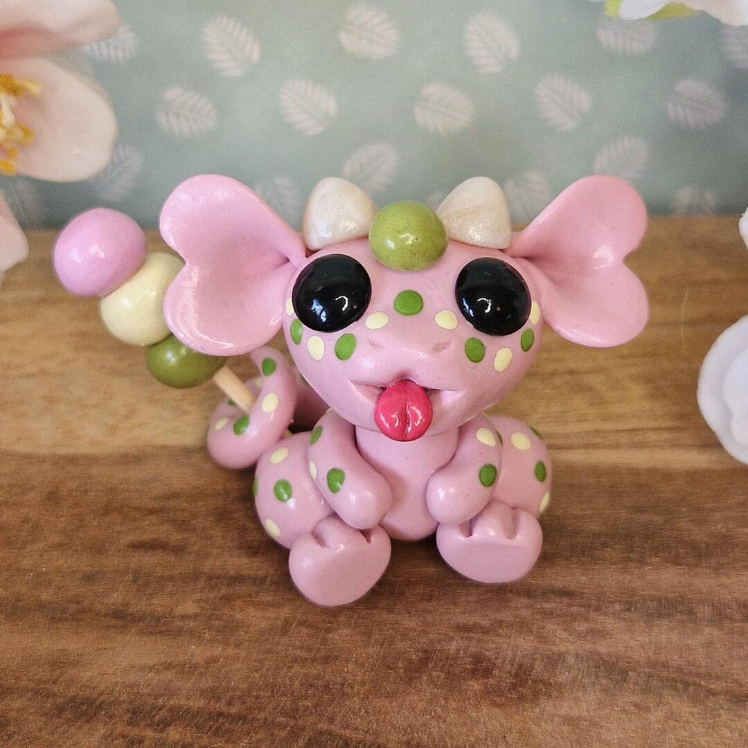 Mochi Dragon Pink Cute Clay Animal Sculpture Cute Dragon Mochi Gift ...