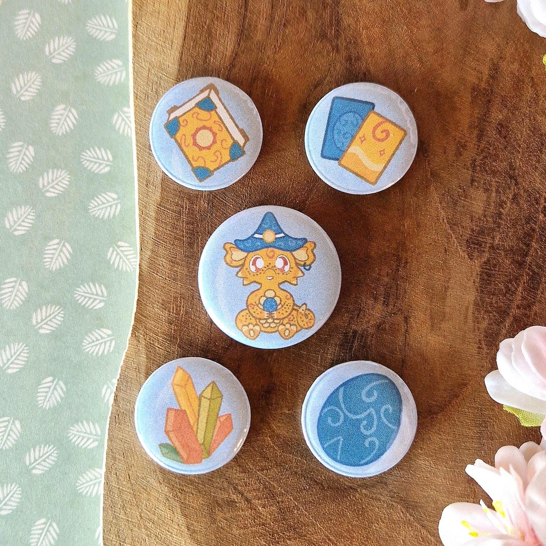 Sun Witch Button Set Witch Dragon Sun Button Sun Dragon Button - Etsy