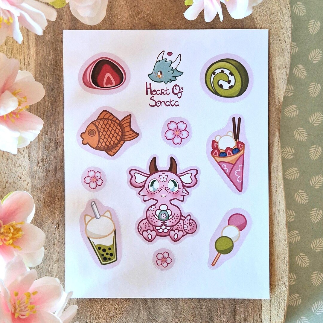 Sakura Sticker Sheet Mystery Dragon Sticker Sheet Cute Cherry Blossom ...
