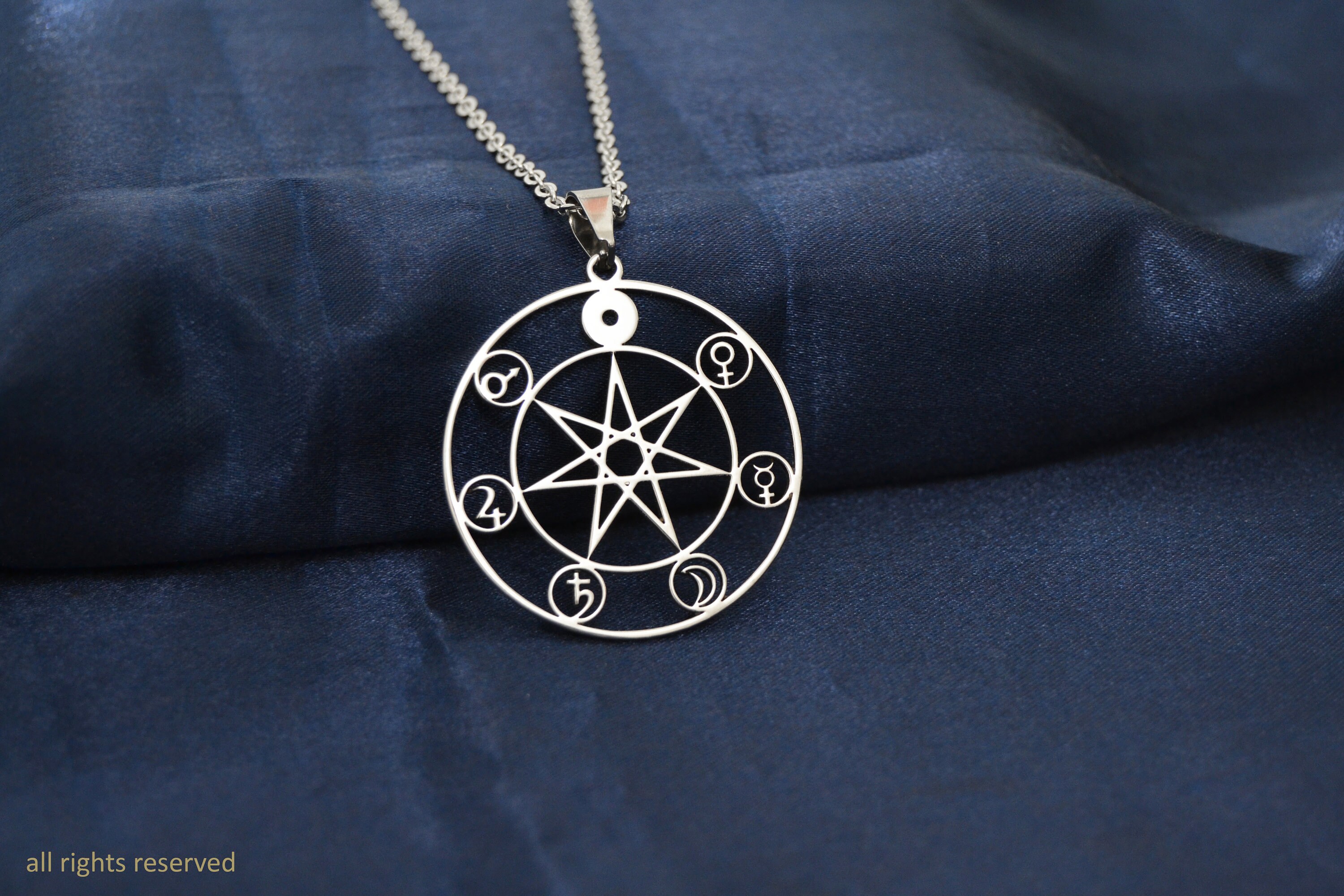 Heptagram With Planetary Symbols - Etsy