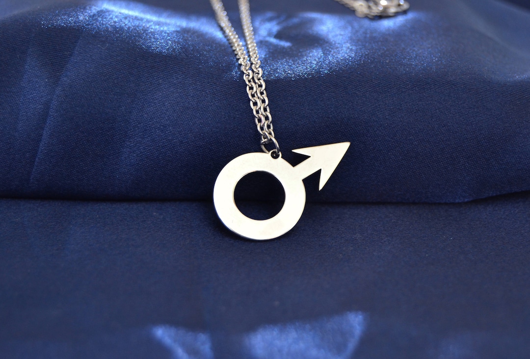 Symbol of the Planet Mars Pendant in Stainless Steel With a Shiny Satin ...
