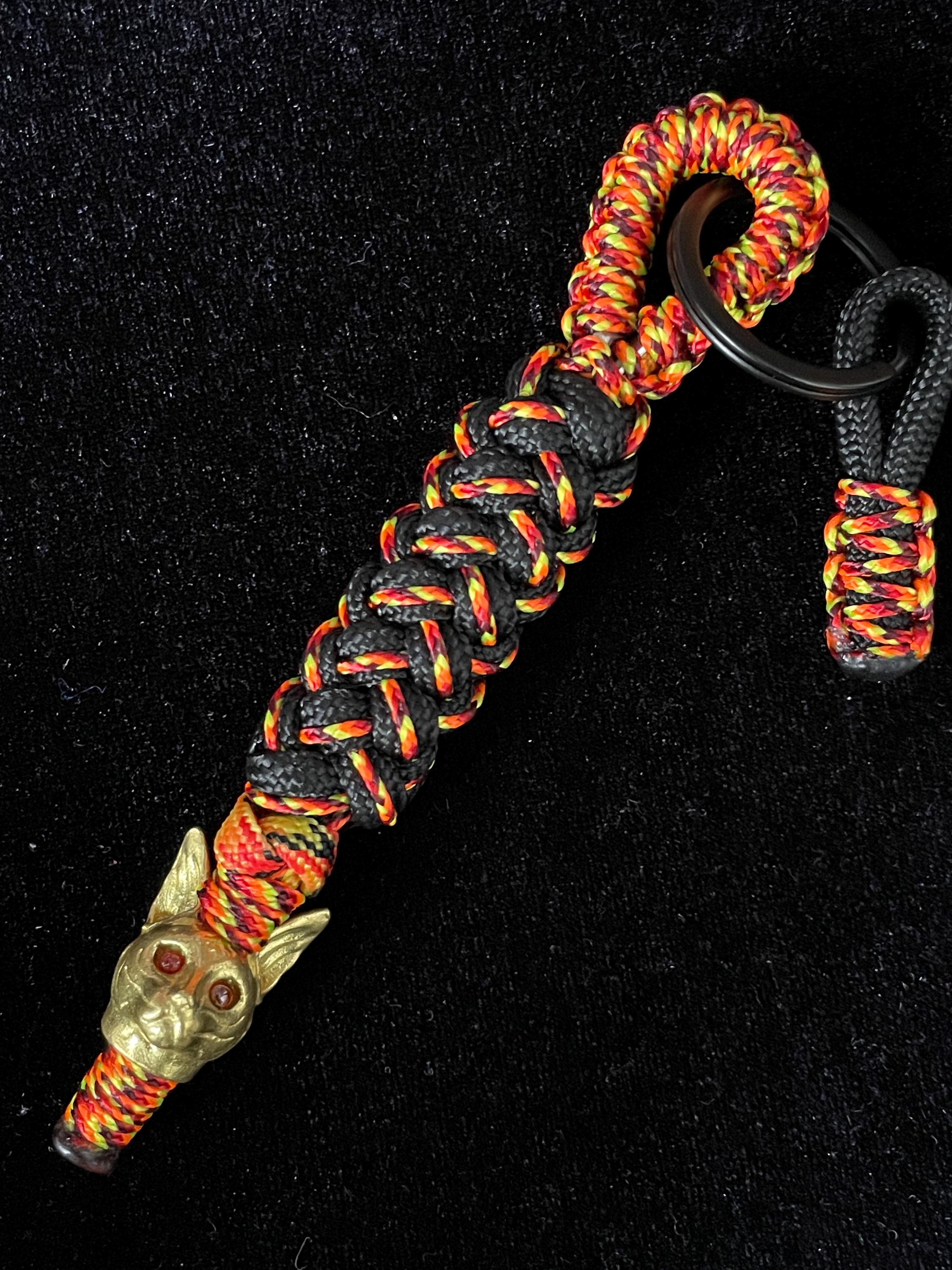 Paracord Keyring, Cat Brass Animal Head Bead - Etsy
