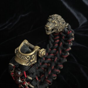 Paracord Bracelet Brass LION Head Clasp Black-red Natural Red Tiger Eye ...