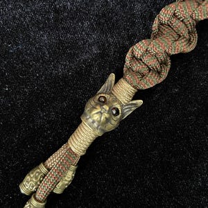 Paracord Keyring, Cat Brass Animal Head Bead - Etsy