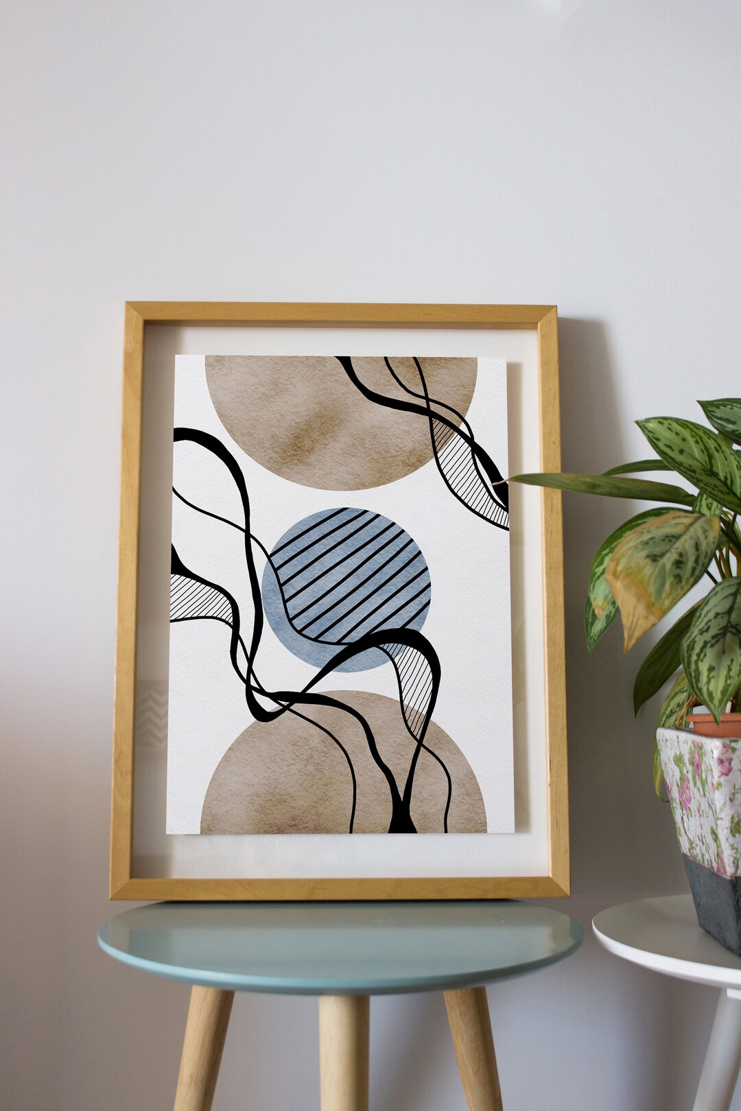 Abstract Watercolor Line Art Print: Geometric Wall Poster (digital ...
